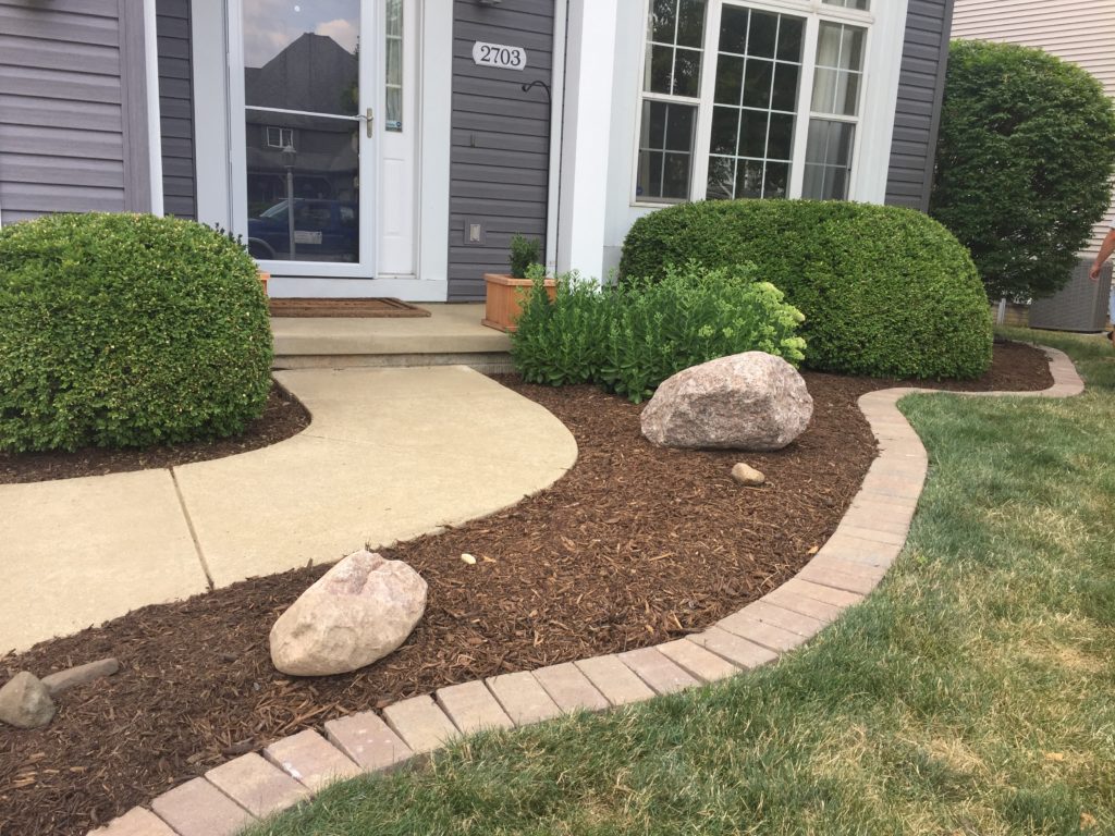 Brick Paver Border around Landscaping Install - CP Lawn Services